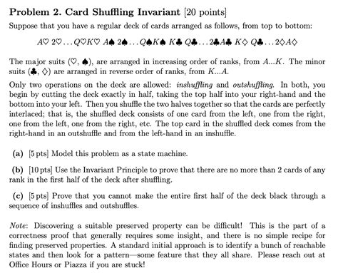 Solved Problem 2 Card Shuffling Invariant 20 Points