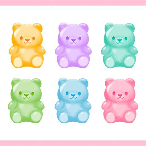 Premium Vector Cute Kawaii Colourful Gummy Bears Set