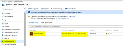 where to find application and service principal objects in azure active