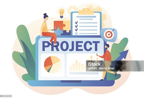 프로젝트 관리 성공적인 전략 동기 부여 및 리더십 온라인 마케팅 분석 및 개발 현대 평면 만화 스타일입니다 흰색 배경에 벡터 그림 개념에 대한 스톡 벡터 아트 및 기타
