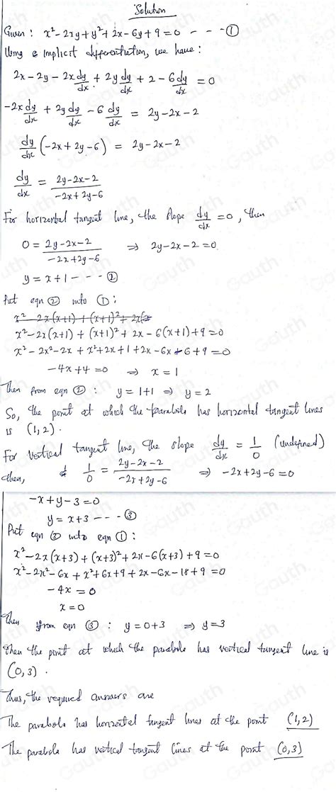 solved use implicit differentiation to find the points where the