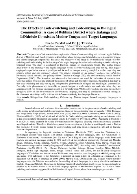 Pdf The Effects Of Code Switching And Code Mixing In Bi Lingual Communities A Case Of