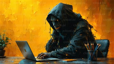 Creepy Hacker At Workstation Dealai Art Marketplace Creepy Hacker At Workstation Dealai Art Marketplace