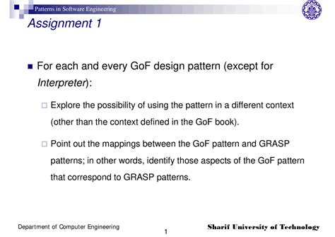 Gof Design Pattern Patterns In Software Engineering Assignment 1 Computer Engineering Raman