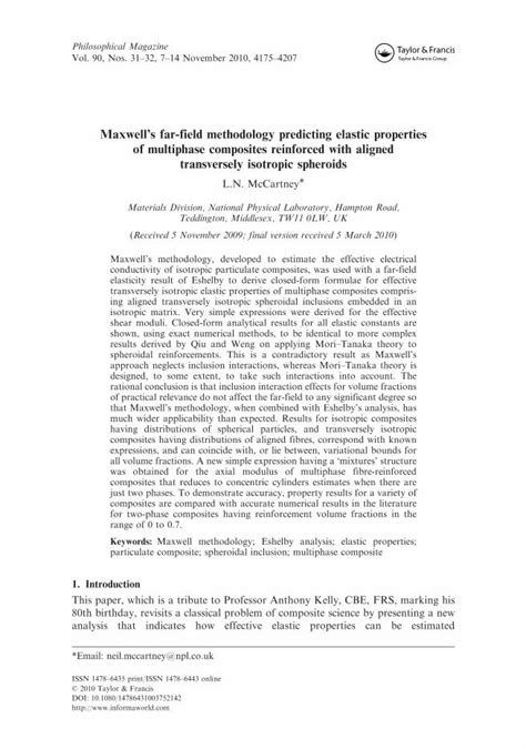 Pdf Maxwells Far Field Methodology Predicting Elastic Properties Of