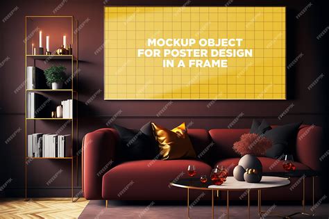 미래적이고 혁신적인 모습을 위한 현대적인 거실 인테리어가 있는 프레임 목업 프리미엄 Psd 파일