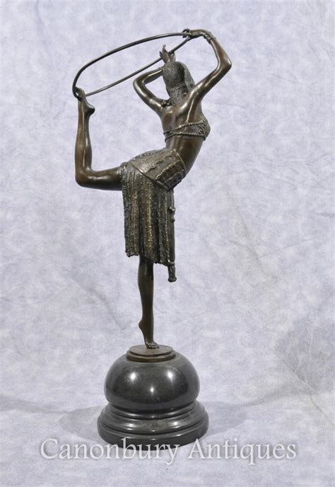 Art Deco Bronze Chiparus Hoop Dancer Figurine Signed Statue