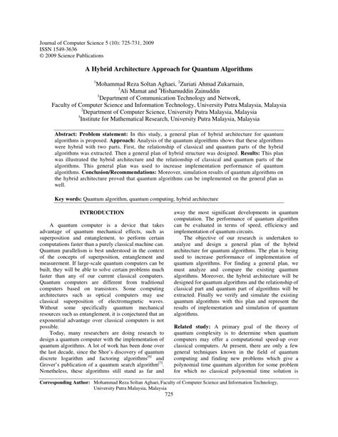 pdf a hybrid architecture approach for quantum algorithms