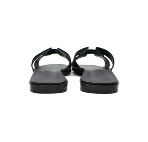 Hermes Black Leather Oran Sandal For Sale At 1stdibs