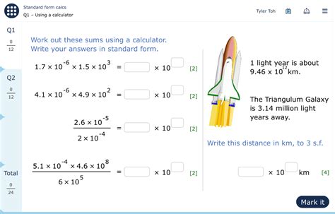 Standard Form Calcs Q Using A Calculator StudyX
