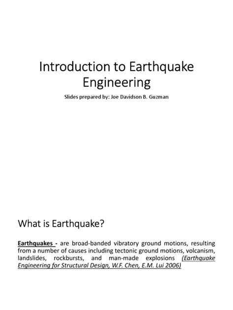 Introduction To Earthquake Engineering Fundamentals Pdf Plate Tectonics Earthquakes