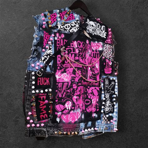 Custom Painted Patched Punk Battle Vest Medium Size Unisex Etsy