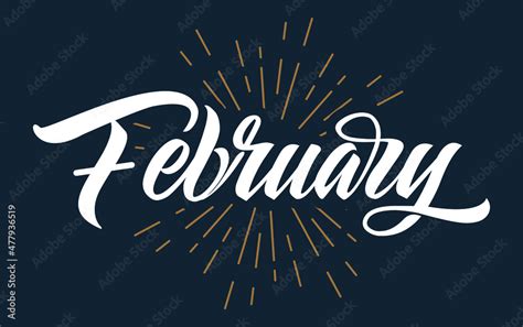 February Cute Handwritten Modern Black Outline Name Of Month Of The