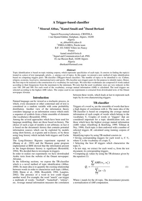 pdf a trigger based classifier
