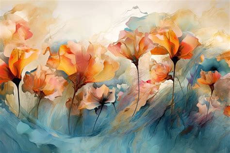 Abstract Floral Symphony Captivating Panorama Where Abstract Floral Elements Come Together In A