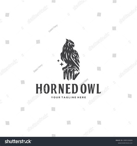 Great Horned Owl Logo Design Stock Vector Royalty Free 2095330009