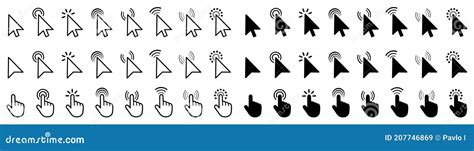 Set Of Flat Cursor Icons In Hand And Arrow Form Mouse Click Cursor Set Arrow And Hand Pointer