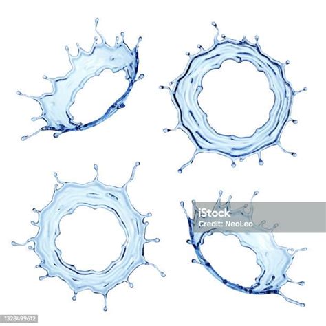 3d 렌더링 둥근 물 스플래시 요소 세트 흰색 배경에 고립 된 파란색 액체 클립 아트를 튀깁니다 곡선에 대한 스톡 사진 및 기타 이미지 Istock