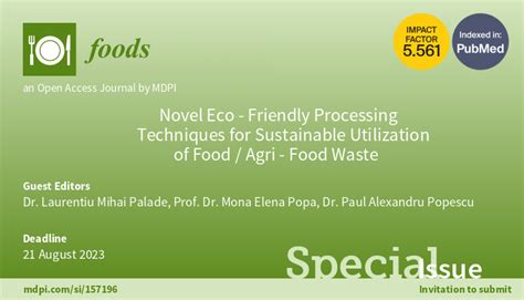 Pdf Special Issue On “novel Eco Friendly Processing Techniques For