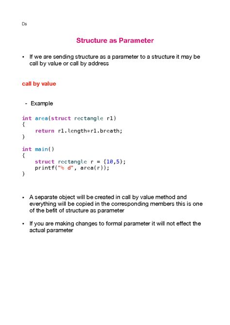 Struct As Parameter 19 Ds Structure As Parameter • If We Are Sending