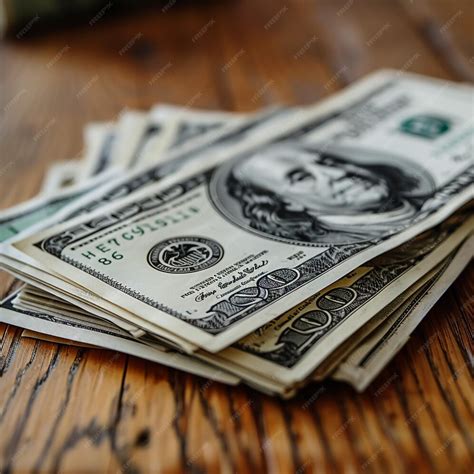 A Stack Of Twenty Dollar Bills On A Table Premium Ai Generated Image