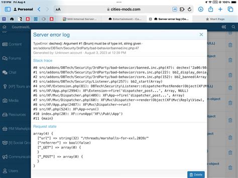 Bug Typeerror Dechex Argument 1 Num Must Be Of Type Int