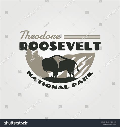 Theodore Roosevelt Vintage Logo Silhouette Bison Stock Vector Royalty