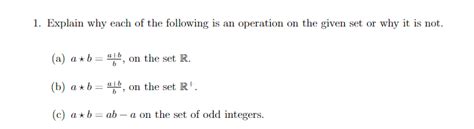 solved 1 explain why each of the following is an operation