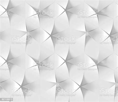 흰색의 추상 육각 기하학적 패턴입니다 종이 접기 종이 스타일 3d 렌더링 완벽 한 텍스처입니다 3차원 형태에 대한 스톡 사진 및