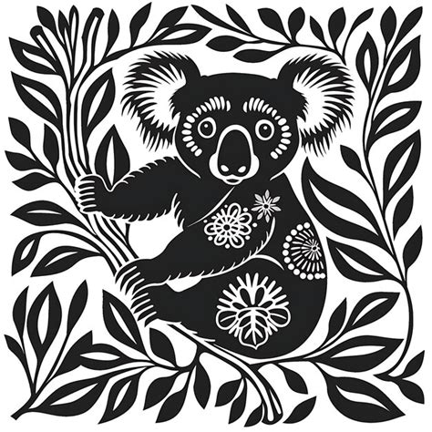 Premium Photo Koala Cnc Cut Art With Eucalyptus Leaves And Aussie Patterns Fo Tshirt Tattoo