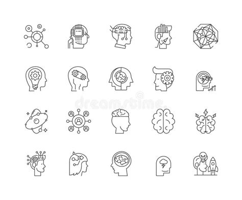 Artificial Intelligence Line Icons Signs Vector Set Outline