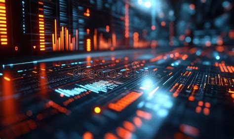 Futuristic Digital Landscape Glowing Data Visualizations Circuit