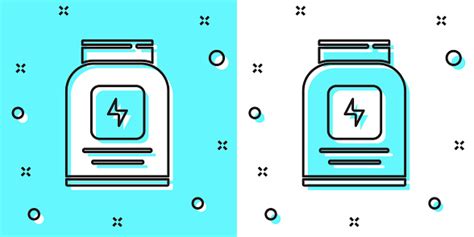 블랙 라인 스포츠 영양 보디 빌딩 단백질 파워 드 링크 와 녹색과 흰색 배경에 고립 된 음식 아이콘 임의동적 모양 벡터 가능성에 대한 스톡 벡터 아트 및 기타 이미지