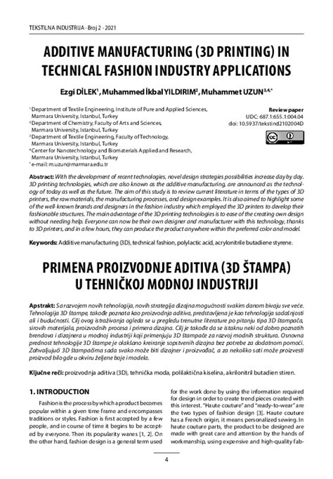 Pdf 3d Printing Applications In Fashion Industry