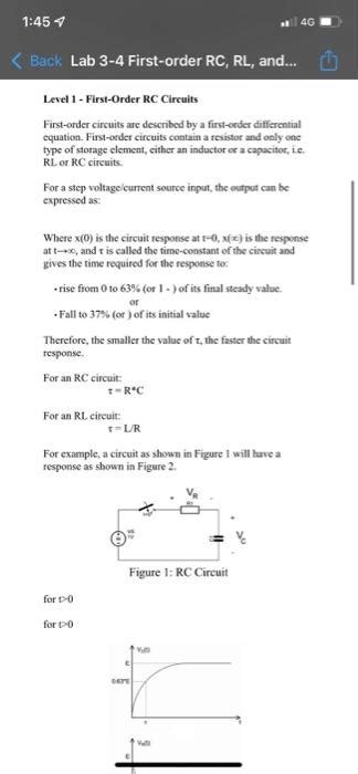 Solved 1 457 4G Back Lab 3 4 First Order RC RL And For Chegg Com
