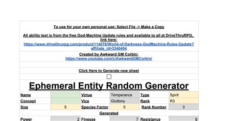 ephemeral entity generator ghosts spirits and angels free to use