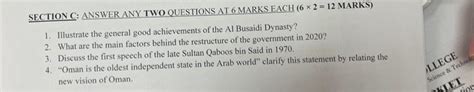 SECTION C ANSWER ANY TWO QUESTIONS AT MARKS EACH Chegg Com