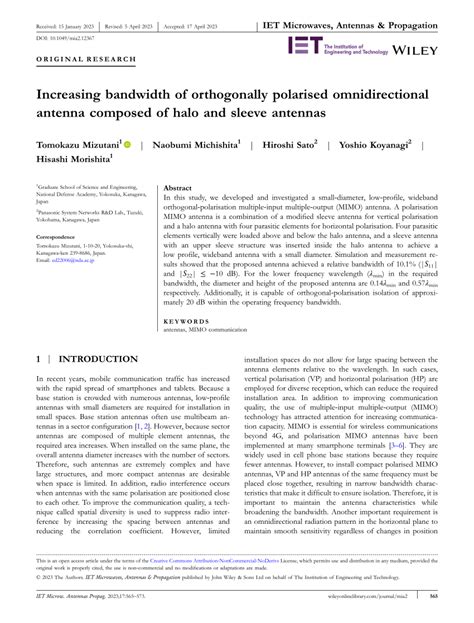 Pdf Increasing Bandwidth Of Orthogonally Polarised Omnidirectional Antenna Composed Of Halo