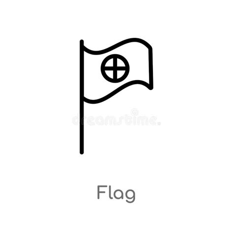 Outline Flag Vector Icon Isolated Black Simple Line Element Illustration From Maps And Flags