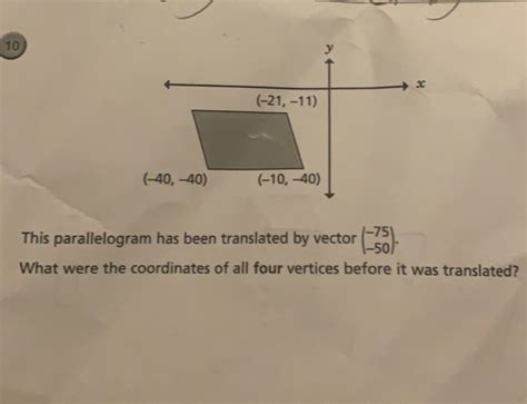 solved 10 this parallelogram has been translated by vector