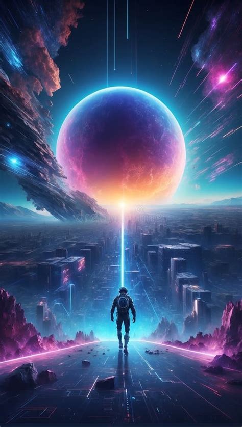 Eclipsing Data Realms Quantumquotient S Visionary Odyssey Ai Generate Stock Illustration