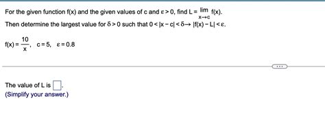 Solved For The Given Function F X And The Given Values Of Chegg Com