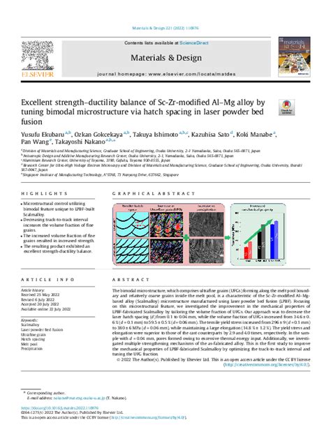 Pdf Excellent Strength Ductility Balance Of Sc Zr Modified Al Mg Alloy By Tuning Bimodal