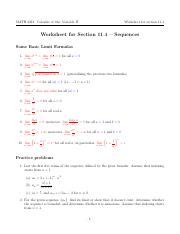 Calculus of One Variable II - Sequences and Limits | Course Hero