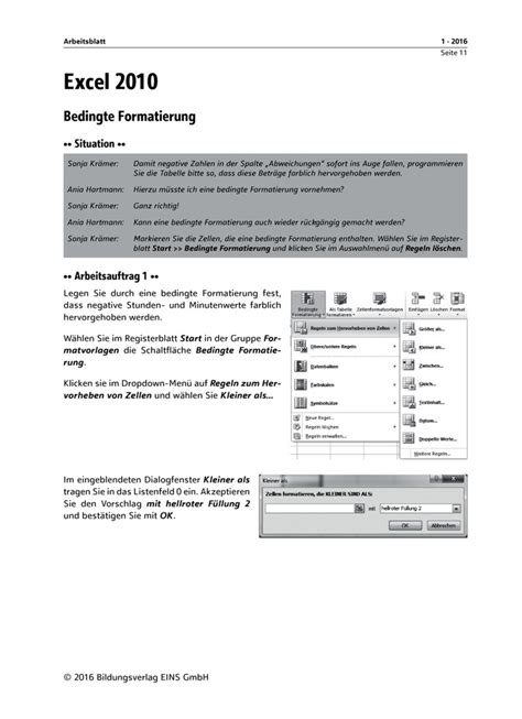 Excel 2010 Bedingte Formatierung Arbeitsblatt Westermann