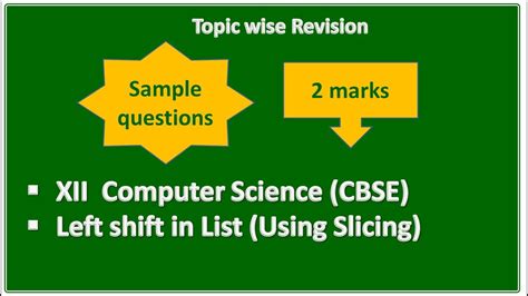 Python List Left Shift Using Slicing Cbse Computer Science Youtube
