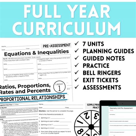 7th Grade Math Curriculum Bundle With Supplemental Activities Tpt