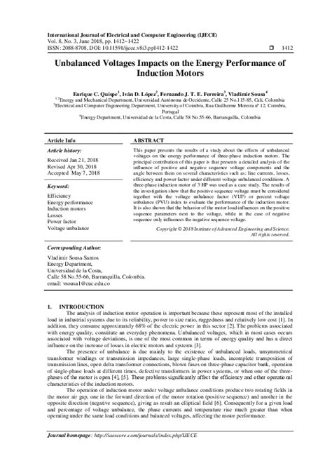 Pdf Unbalanced Voltages Impacts On The Energy Performance Of Induction Motors