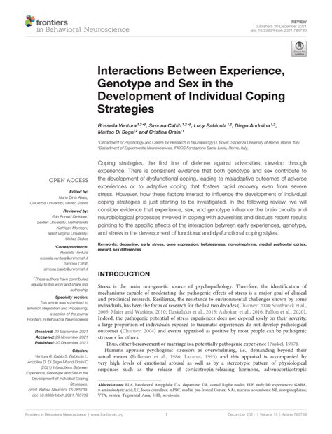 Pdf Interactions Between Experience Genotype And Sex In The Development Of Individual Coping