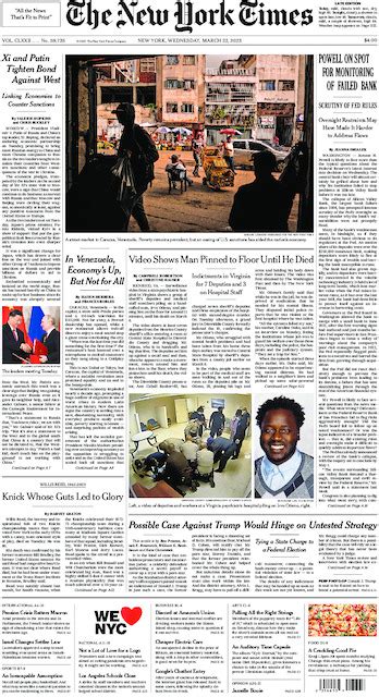 The New York Times in Print for Wednesday, March 22, 2023 - The New York Times